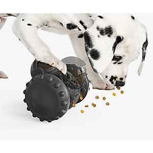 for Small Dry Treat Dog Food Toy Interactive, Robot Food Dispensor Treat Toy, Interactive Cat Treat Toy, Dog Food Puzzle Feeder, Slow Feeder Cat Treat Puzzle Toys for Small Medium Dogs/Cats (Black)