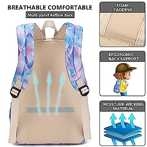 EZYCOK Teen Girls School Backpack Kids Bookbag Set with Lunch Bag Pencil Case Travel Laptop Backpack Casual Daypack