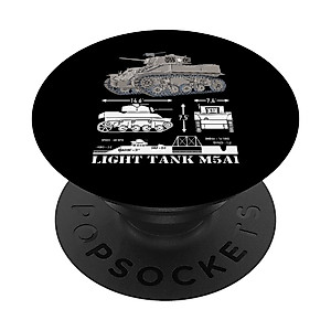 M5A1 Light Tank American WW2 Tanks Infographic Diagram PopSockets Swappable PopGrip