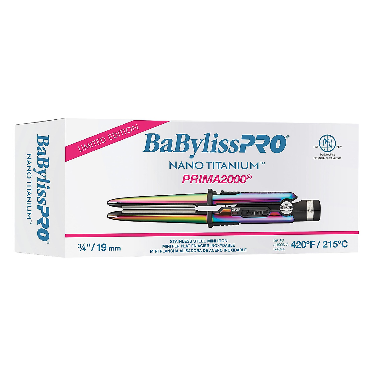 BaBylissPRO Limited Edition Prima2000 - 3/4" / 19mm Stainless Steel Mini Iron