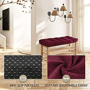 FINDEN Tufted Bench Cushion 36 inch - Non-Slip Bottom, Long Cushion for Window Patio Piano Storge Garden Indoor/Outdoor Furniture Seat, (36x14x4), Red