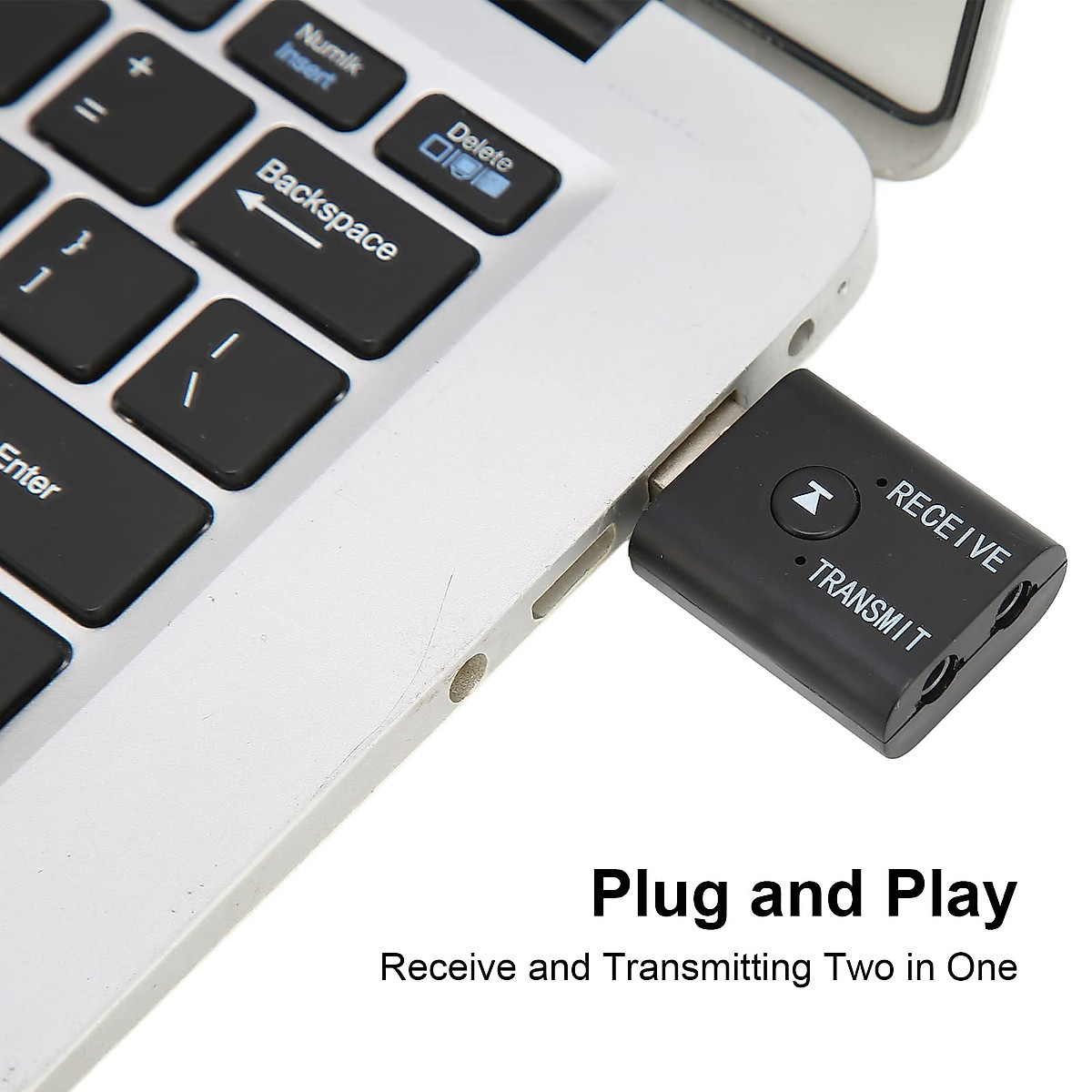 Garsentx Bluetooth 5.0 USB Dongle Adapter for PC, 2 in 1 USB Bluetooth Transmitter Receiver Adapter Wireless Transfer, Dual Output USB/AUX, for Computer TV Speaker Headset