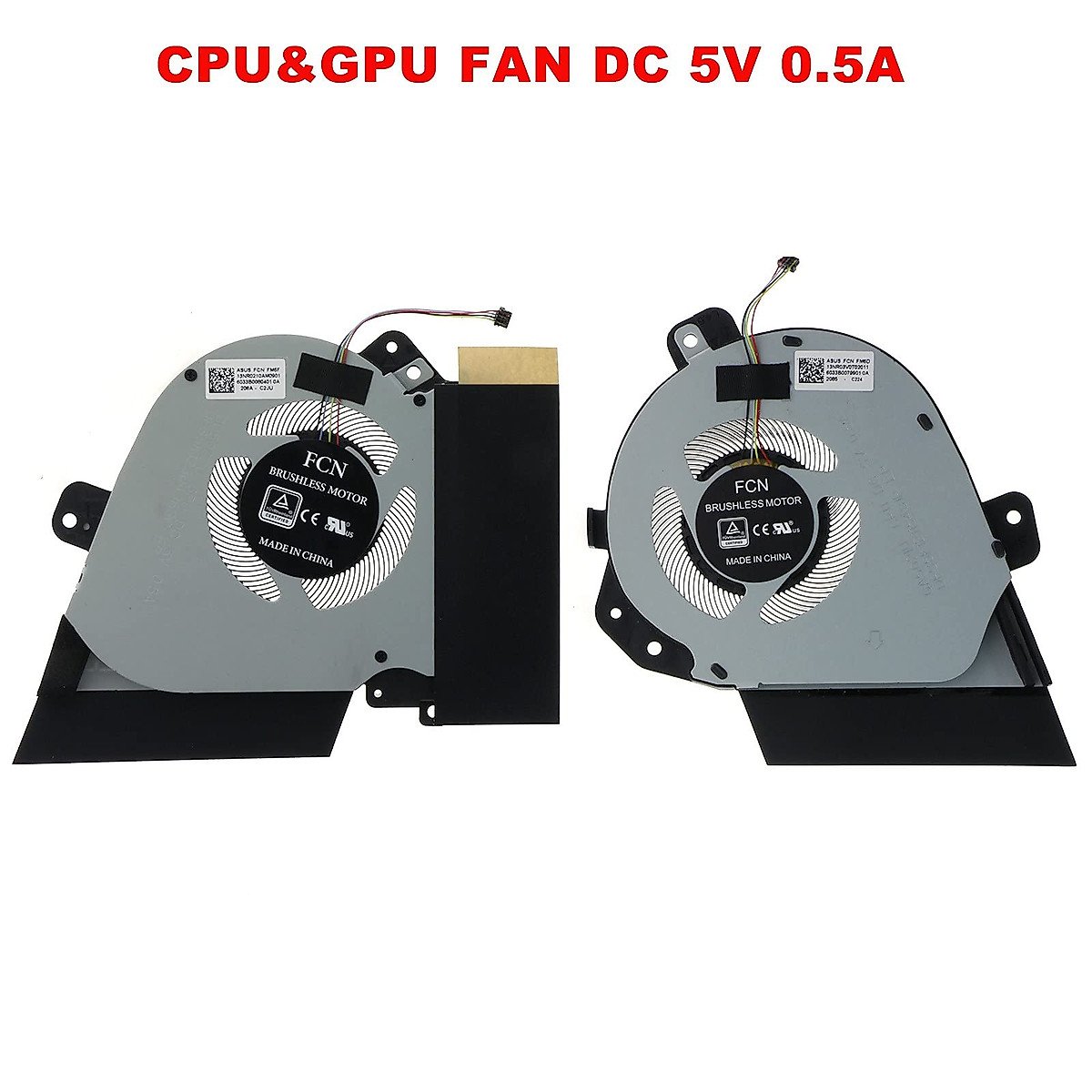 Replacement CPU GPU Cooling Fan for Asus ROG Zephyrus GU502DU GA502IU GA502IV 5V 0.5A 13NR03V0T02011 13NR0210T01111 13NR0210AM0901 DFS5K12304363C DFS5K12115491P
