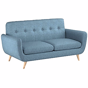 Christopher Knight Home Josephine Mid-Century Modern Petite Fabric Sofa, Blue / Natural