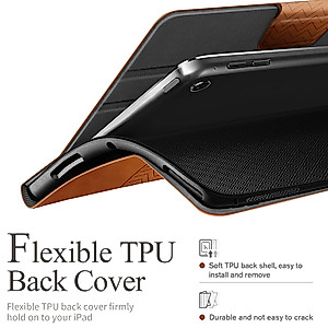 auaua Case for iPad 6th Generation/5th Generation(9.7-Inch, 2018/2017 Model), iPad Air 1/Air 2/iPad Pro 9.7, with Pencil Holder Auto Sleep/Wake Vegan Leather (Brown)