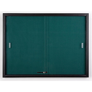 4 x 3 Foot Teal Fabric Tack board for Wall Mount Use, Locking Sliding Glass Door, 48 x 36 Inch Enclosed Bulletin Board for Indoor Use - Black Aluminum with Teal Fabric