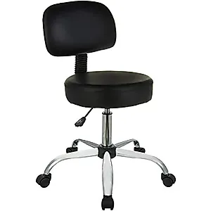 Amazon Basics Multi-Purpose Drafting Spa Bar Stool with Back Cushion and Wheels - Black