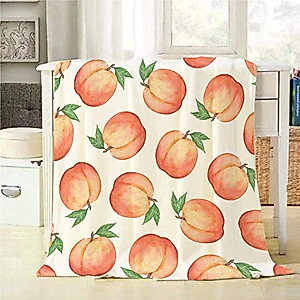 Mugod Peach Throw Blanket Watercolor Hand Drawn Peaches Seamless Pattern Decorative Soft Warm Cozy Flannel Plush Throws Blankets for Baby Toddler Dog Cat 30 X 40 Inch