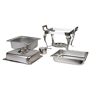 Thunder Group 4 quart half size wood handle square chafer, comes in set