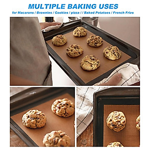 GLBEAR Silicone Baking Mat Sheet 2-Pack,Reusable & Nonstick Bakeware Mats for Cookies, Macarons, Bread and Pastry,Silicone Mats for Baking - Baking Mat For Oven - (16.5" x 11.6")