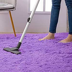 Terrug Super Soft Shaggy Fluffy Rugs for Kids Room, Home Decor Area Rugs 4x6 Feet for Bedroom, Cute Plush Rugs for Girls Bedroom Dorm, Non-Slip Carpet for Living Room (4X6 Feet, Purple)