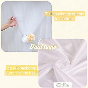 Chiffon Double White Background Curtain Background Tulle Curtain Baby Shower, Wedding, Engagement Party Birthday Photography Home Decor