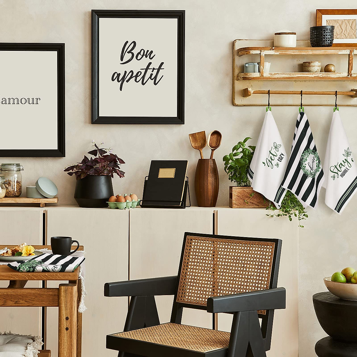 Kajaia Set of 4 Eucalyptus Leaves Kitchen Towels Decorative Dish Towels 16 x 24 Inch Green Kitchen Towels Hand Towels Absorbent Drying Tea Towels for Kitchen Decor