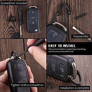 TISUR Key Ring with Screw Shackle，Black Key Rings Heavy Duty keyrings for Keys,DIY Key Fob D Rings Keychain 2pcs (1/2'', Black/Titanium)