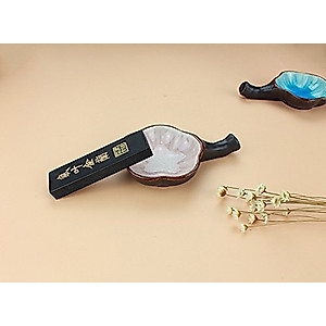 Fitlyiee 2 Pack Multifunction Ceramics Ink Dish Plate Chinese Calligraphy Painting Brush Rest Holder with Handle (Random Color)