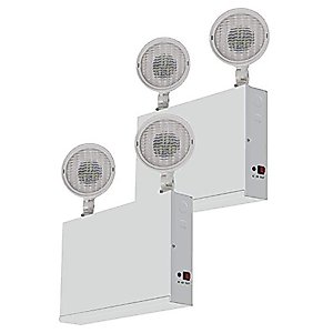 LFI Lights | NYC Approved Emergency Light | Steel Housing | Two LED Adjustable Round Heads | Hardwired with Battery Backup | UL Listed | (2 Pack) | EL-STLED