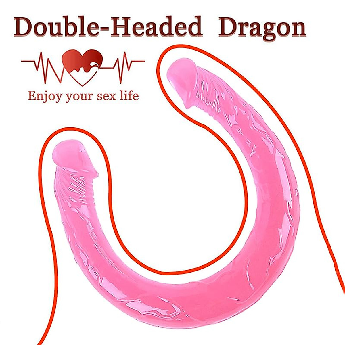 Double Headed Offer Leisure Pink 18.11 inches Both Ends Silicone Strong Suction Cup for Hands-Free Realistic Classic Double-Ended Wand Obtain Maximum Enjoyment for Women - XjmFx26-18