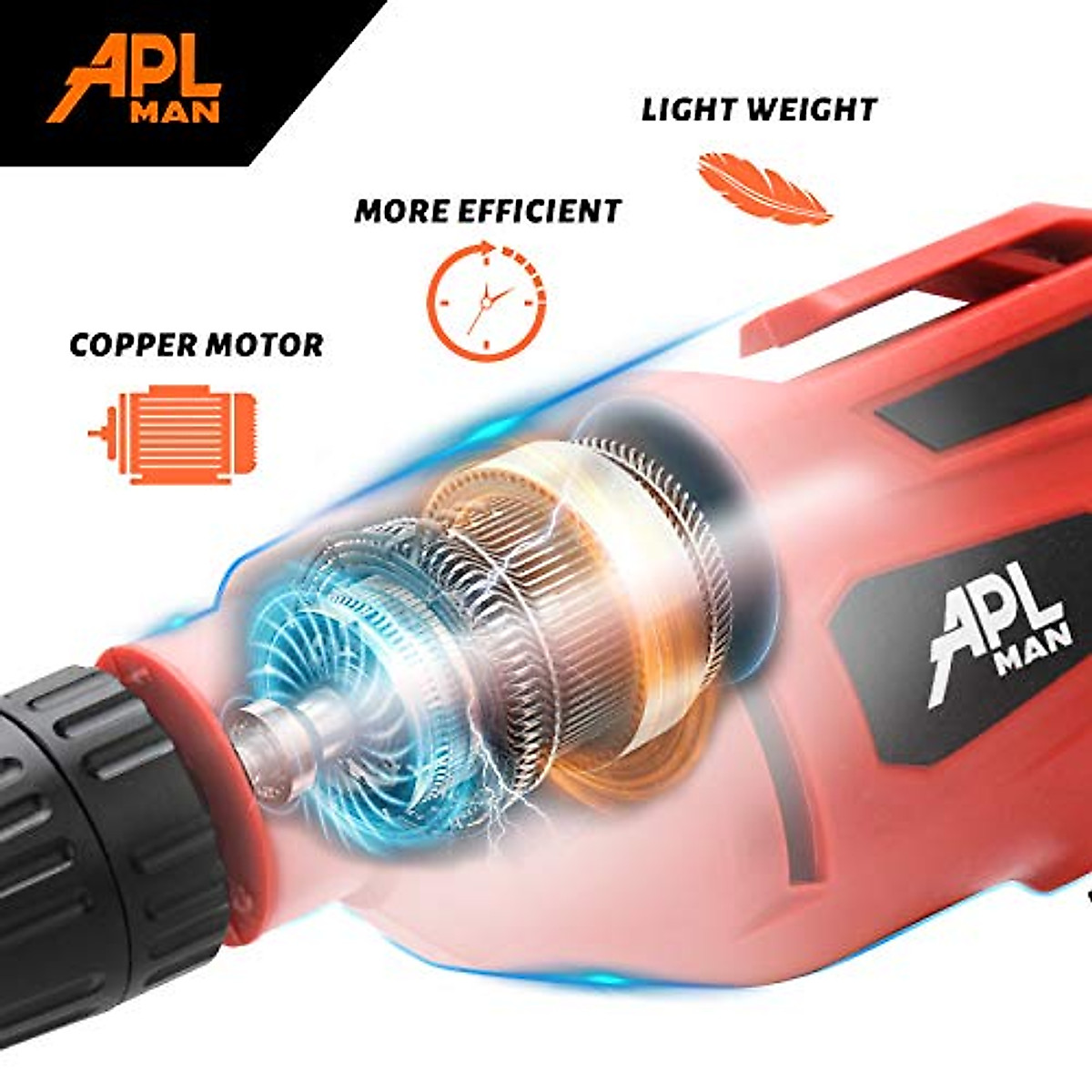 APLMAN Power Electric Drill,Variable Speed Drill with 6 Pcs Drill Bit and 6 Pcs Screwdriver,6 Foot Gord,Reversable Wired,Carrying Case & Accessories