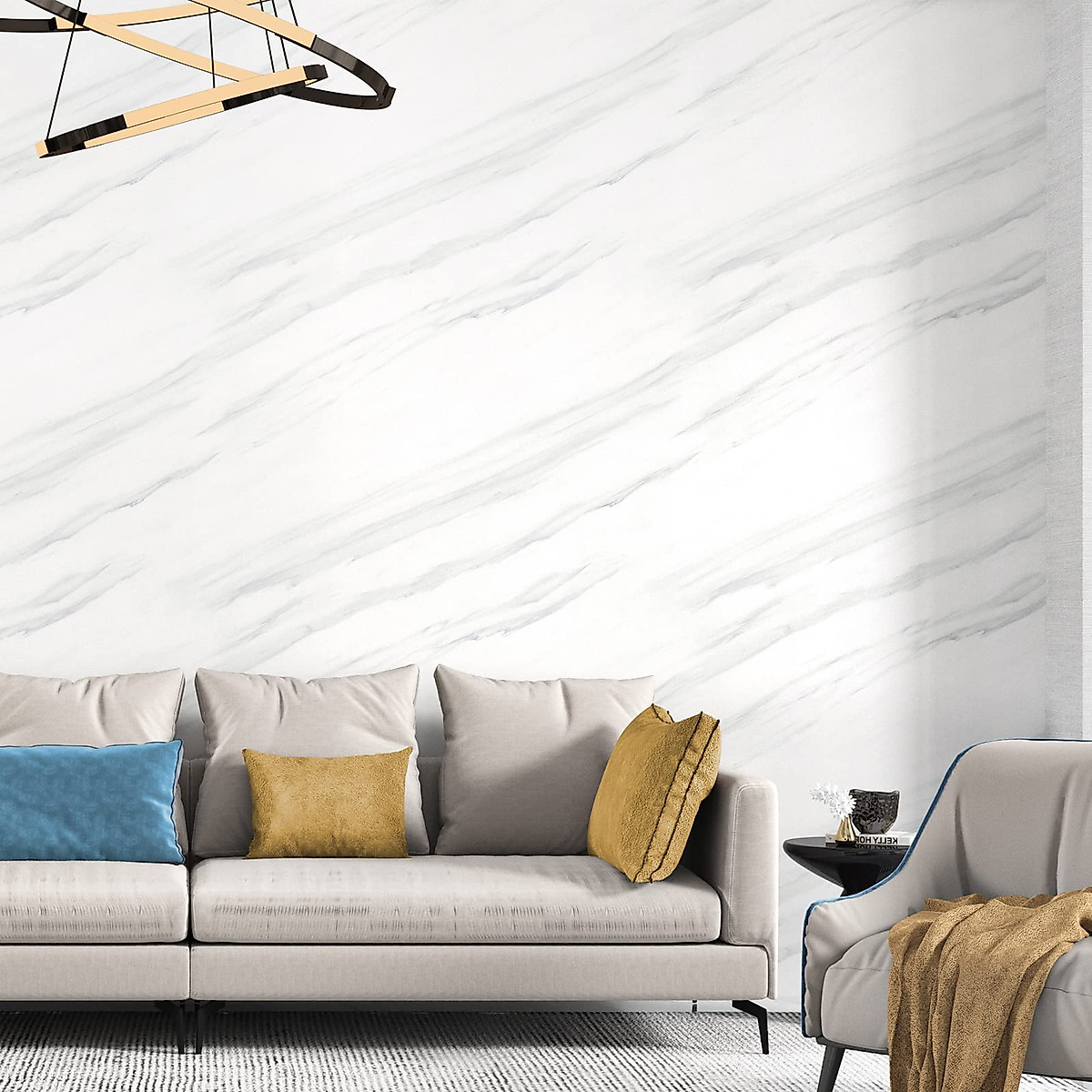 Skyblur Marble Wallpaper Peel and Stick Countertop Contact Paper Matte White Grey Marble Contact Paper for Countertops Removable Wallpaper for Kitchen Counter Cabinets Desktop Wall 24x118 inch