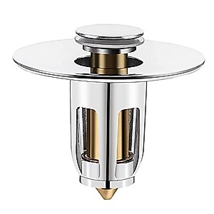 Drifop Universal Bathroom Sink Stopper, Pop-up Sink Drain Stopper, Sink Plug, Sink Strainer and Hair Catcher for 1.02-1.96” Bathroom Sink Drain Upgraded (Silver, 1 PCS)