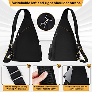 HesLaus Crossbody Lunch Backpack, Double Deck Large Insulated Lunch Box for Men Women Adult, Leakproof Lunchbox with Side Pokets for iPad, Small Cooler Bag for Work Office Hiking Beach Picnic, Black