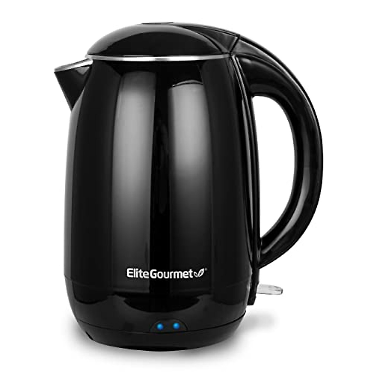 Elite Gourmet EKT1821 1.8L Double Wall Insulated, Cool-Touch Electric Kettle w/Stainless Steel Interior & Lid, 360° Swivel Base for Cord Free Serving, Power On Lever, Auto Shut-Off, Boil Dry, Black
