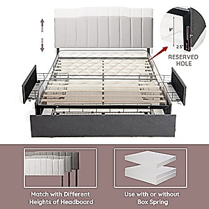 Giantex Bed Frame with 3 Drawers, Heavy Duty Full Size Platform Bed with Wooden Slats, Mattress Foundation with Sturdy Frame, No Box Spring Needed, Dark Grey, Headboard Not Included