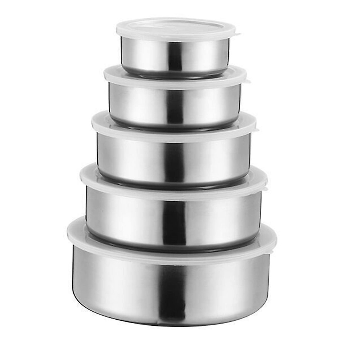 ALOEU Stainless Steel Food Storage Lunch Box Bowls with Lids - Modern, Stackable, Dishwasher Safe - 5 Pack (10cm, 12cm, 14cm, 16cm, 18cm) - FOOD STORAGE CONTAINER