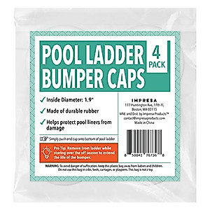 [4 Pack] Pool Ladder Bumpers to Protect Pool Liner - Protective Step Ladder End Cap for Inground Pool - Swimming Pool Ladder Parts - White Rubber End Cap for Swimming Pool Ladder - 1.9” Inner Diameter