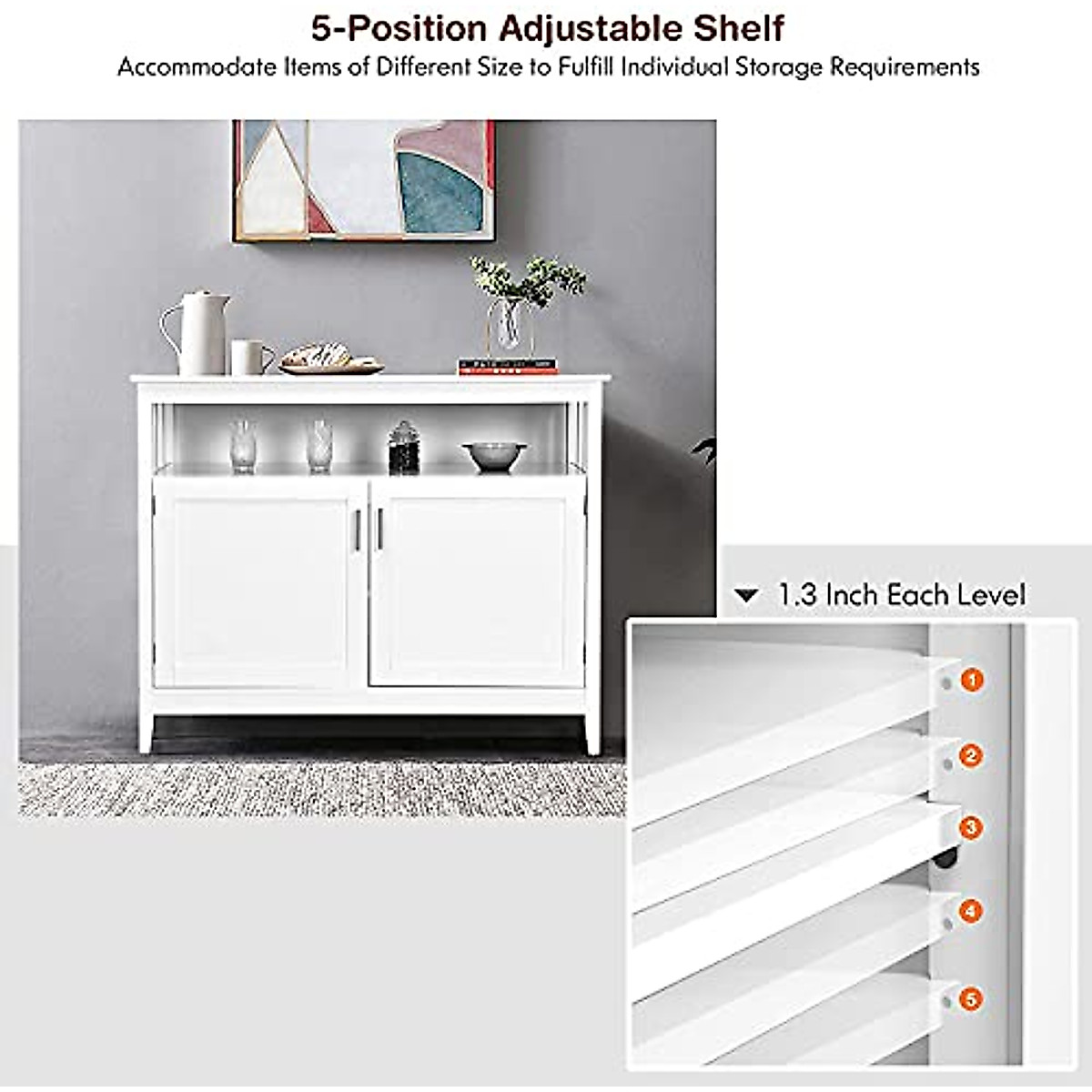 Goplus Sideboard Buffet Cabinet, White