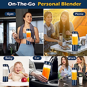 ALLSUN Portable Blender 270W Personal Blender for Shakes and Smoothies, 16 Oz Travel Cup with Lid and 6 Sharp Blades, 2400mAh USB-C Rechargeable Handheld Juicer Cup for Office/Kitchen/Gym/Outdoor