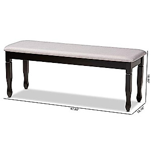 Baxton Studio Corey Modern and Contemporary Grey Fabric Upholstered and Dark Brown Finished Wood Dining Bench
