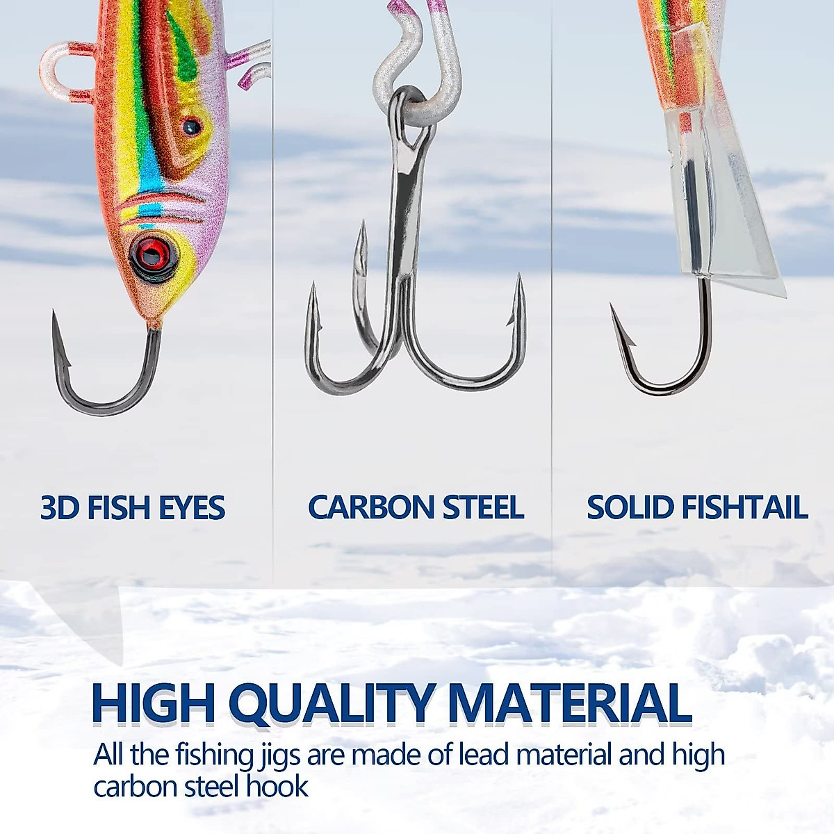THKFISH Ice Fishing Jigs Ice Fishing Lures Ice Fishing Gear for Crappie, Panfish, Walleye, Bluegill Vertical Jigs Kit Ice Fishing Tackle 4pcs-18g