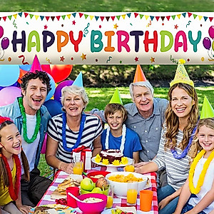 Large Colorful Happy Birthday Yard Banner Sign 118x19.7 inch with Brass Grommets and Hanging Rope Birthday Party Outdoor & Indoor Party Decoration Banner