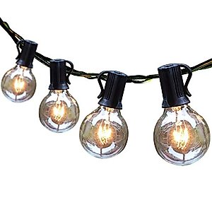 GUDDL Outdoor String Lights 50ft Patio Lights with 55 G40 Bulbs (5 Spare), Connectable Globe String Lights for Party Tents Patio Gazebo Porch Deck Bistro Backyard Balcony Pergola Decor, Black Wire