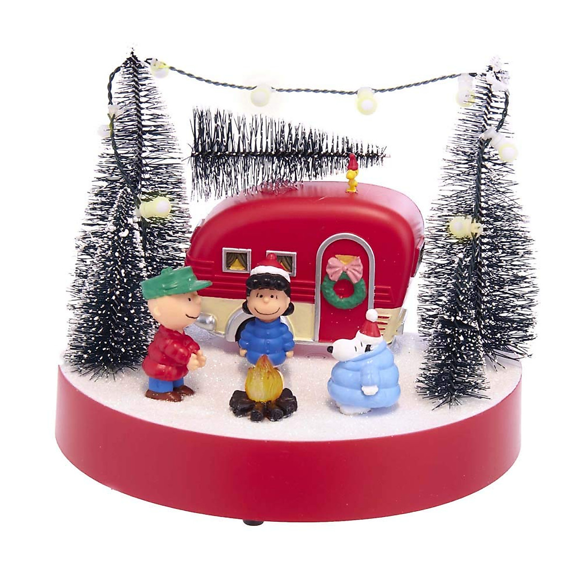 Peanuts Kurt Adler 7-Inch Battery-Operated Musical Camper Scene Table Piece, Multi
