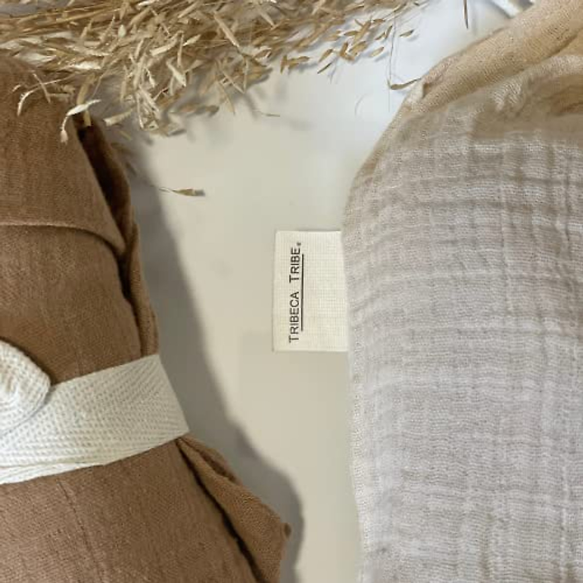 Muslin Changing Pad Cover - Set of 2 - Fits Moses Basket, Seagrass Baby Changing Basket, Baby Bassinet - Soft Organic Cotton - Natural Boho Gender Neutral Linen Bedding fitted Sheet for Oval Crib Pads