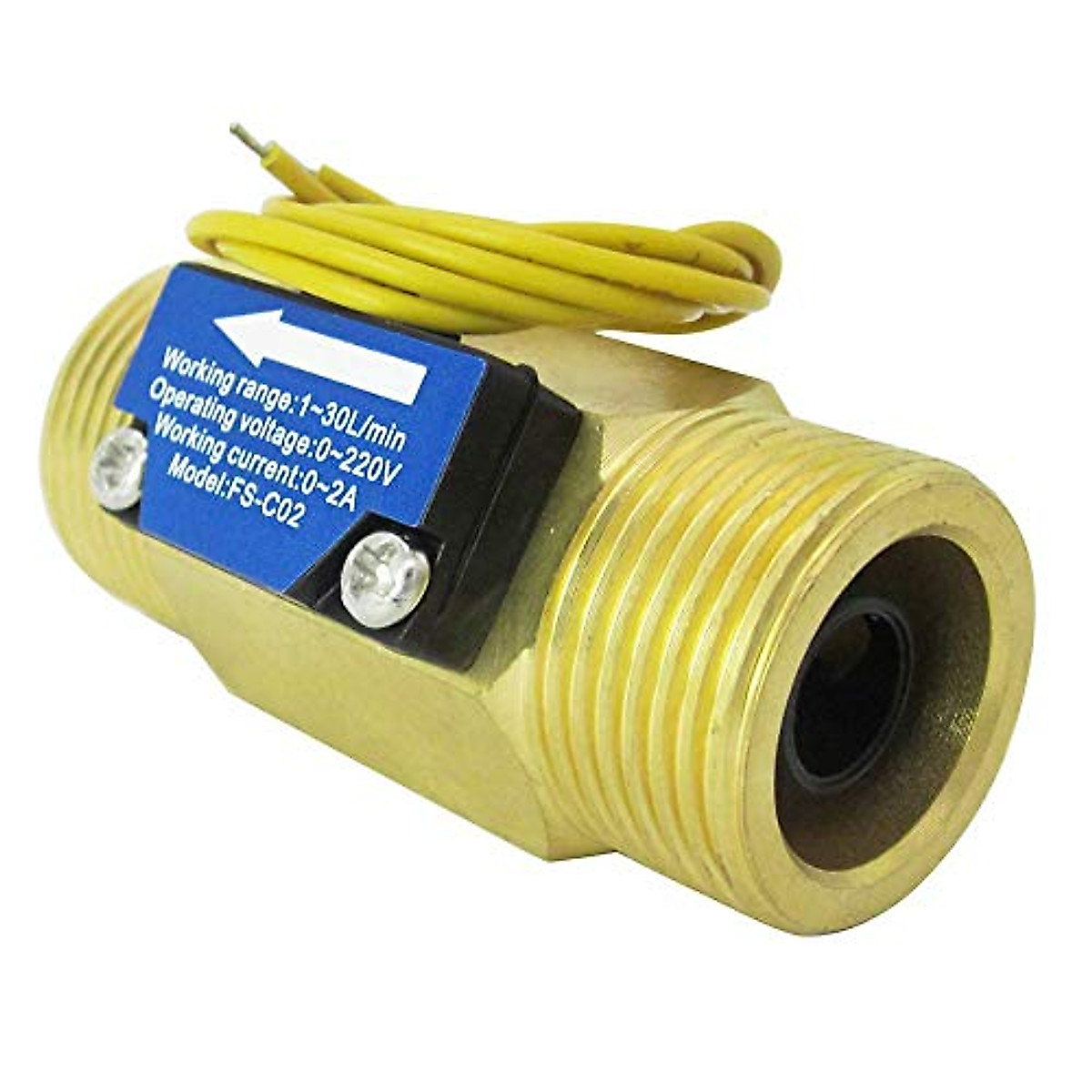 DIGITEN FS-C02 G3/4" BSP Male Thread Brass Water Flow Switch 1-30L/min, 0-2A/ 0-220V(AC or DC)