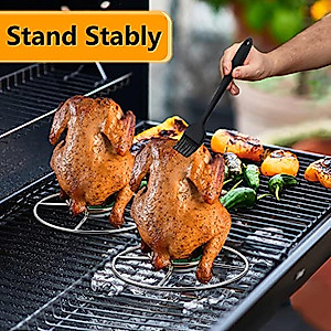 Leonyo Beer Can Chicken Holder Set of 2, Stainless Steel Beer Butt Vertical Chicken Rack Stand for Roaster Chicken & Turkey, Barbecue Accessories for Grill Smoker and Oven, Stable & Dishwasher Safe