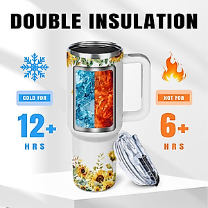 NIAXAUYT Chicken Gifts for Women - Chicken Tumbler Cup 40 oz - Funny Gifts for Chickens Lovers/Mom/Lady - Just a Girl Who Loves Chickens Themed Stainless Steel Mug, Sunflower