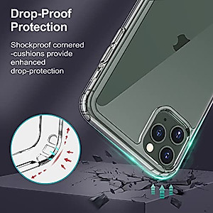 JETech Case for iPhone 11 Pro Max 6.5-Inch with Stand, Support Wireless Charging, Slim Shockproof Bumper Phone Cover, 3-Way Metal Kickstand (Clear)