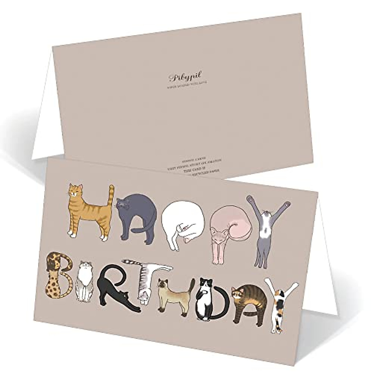 Pibypil Happy Birthday Card, Funny Cat Cards For Mom, Dad, Sister, Daughter, Brother, Son, Best Friend, Wife, Husband, Granddaughter, Grandma Kitten Lover