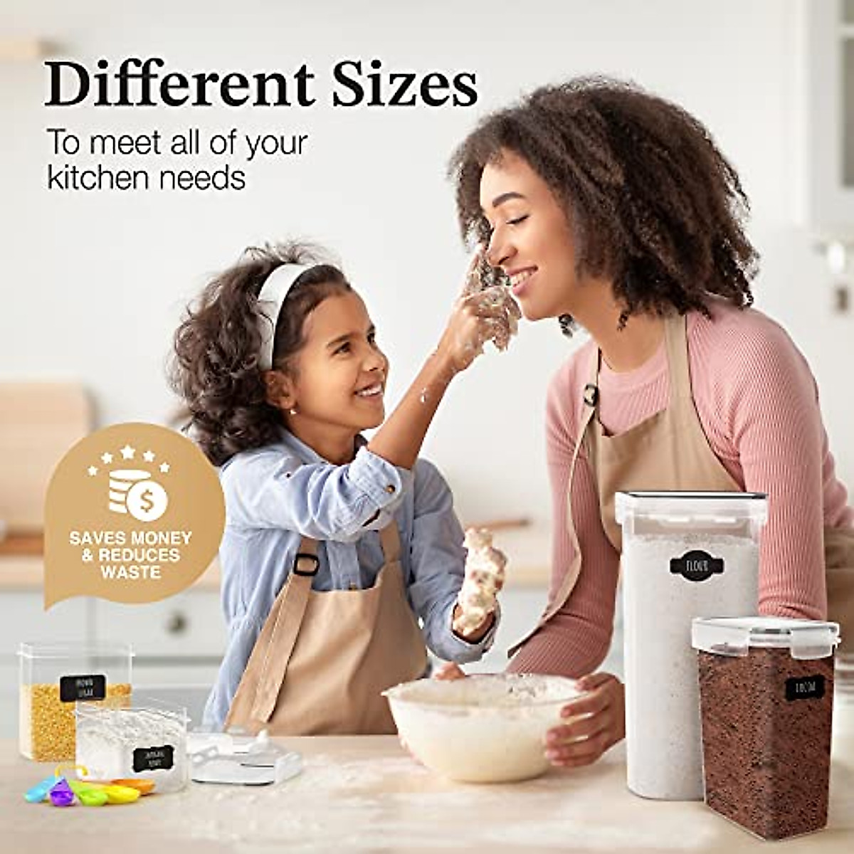 Chef's Path Bundle of Extra Large and Variety Airtight Food Storage Containers - Pack of 28 BPA Free Kitchen Canisters for Cereal, Rice, Flour, Bulk Food Storage - Free Labels, Marker and Spoons