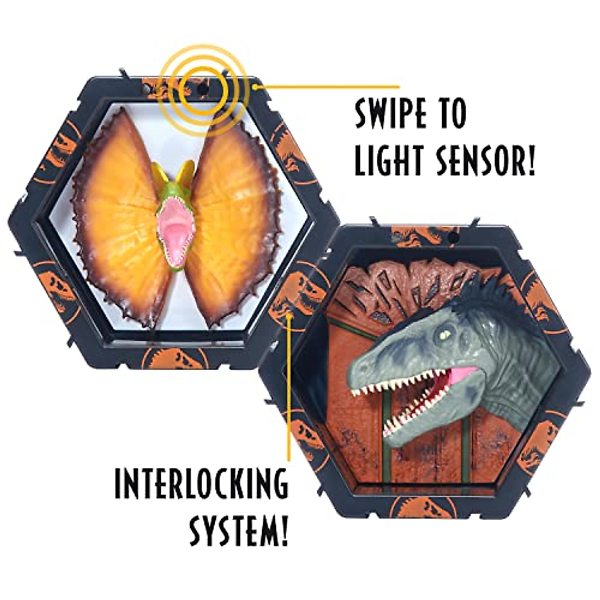 WOW! PODS Jurassic World Dominion Dilophosaurus | Light-Up Bobble-Head Figure | Official Dominion Merchandise, Toys and Gifts for Boys and Girls, Aged 5+ |193 in Series, Multicolor