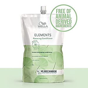 Wella Professionals Elements Gentle Renewing Conditioner| Gentle, Silicone-Free| Instant Detangling Conditioner| 1 Liter Pouch | 33.8 Fl Oz