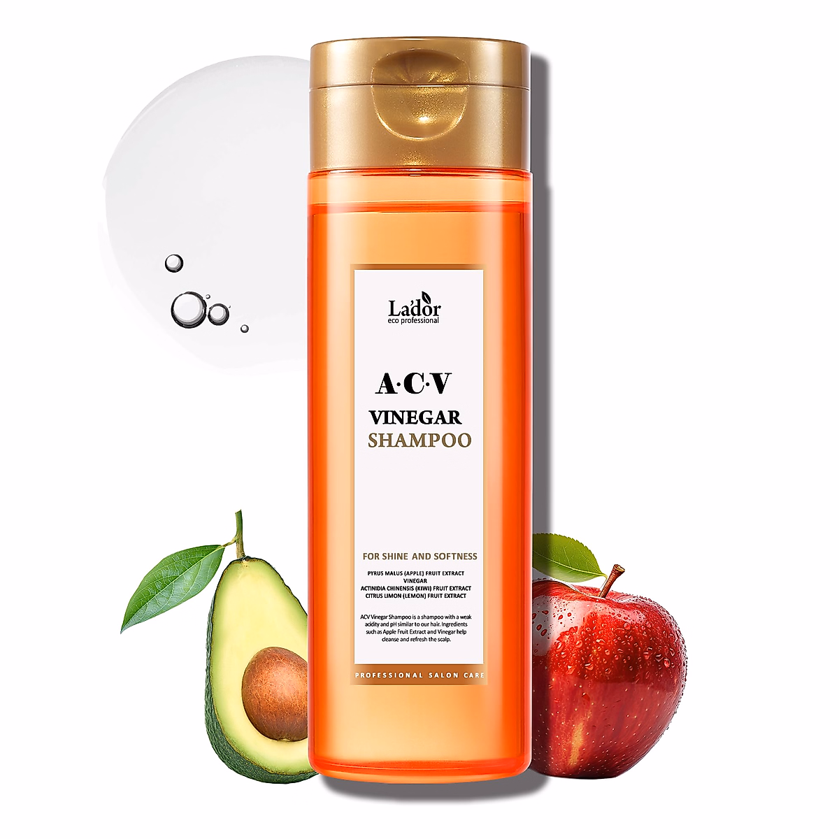 LA'DOR Apple Cider Vinegar Clarifying Shampoo w/Tea Tree Sub-Acidic pH-balanced - Glossy Shine Refreshing for Greasy Dandruff Oily Scalp Hair Free of Silicone Paraben Sulfate 5.07 Fl Oz LADOR Korean