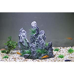 AQUA KT Aquarium Mountain Cichlid Stone Rock Betta Fish Hide Natural View for Marine or Freshwater Aquarium Landscape Large Fish Tank Decoration, Pack of 1
