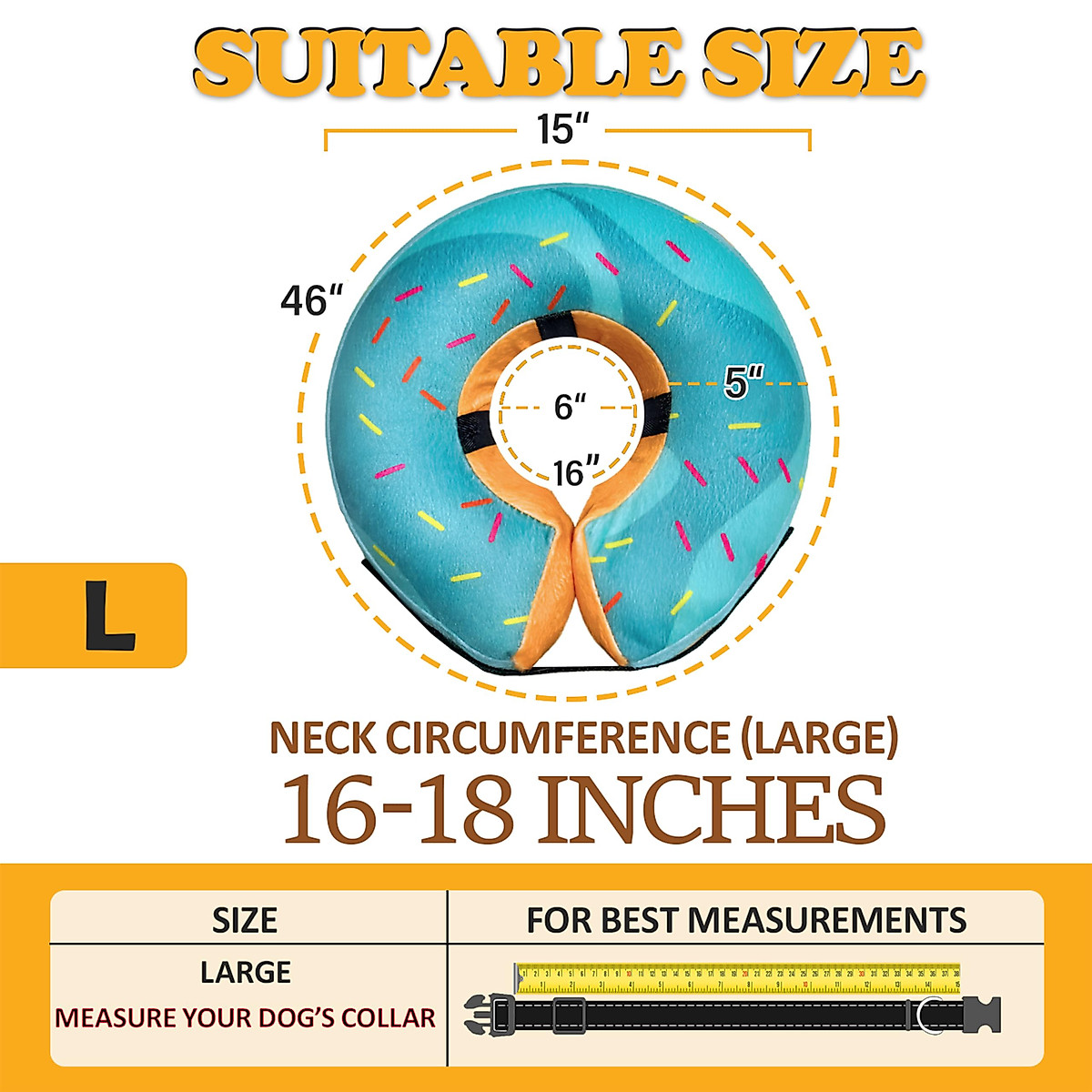 Kremboss Donut Soft Dog Cone Collar - Maintains Clear Vision, Comfortable Inflatable Cone for Dogs to Stop Licking, Machine Washable Dog Cone Alternative After Surgery, Dog Cones for Large Dogs