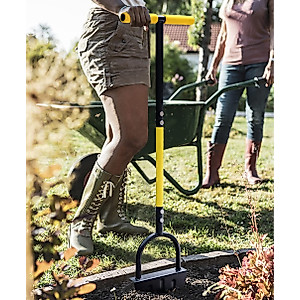 Byhagern Upgrade New Manual Edger, Half Moon Edger, Saw-Tooth Garden Edger Hand with Steel Long Handle, Lawn Step Edger for Garden Sidewalk Flower Beds