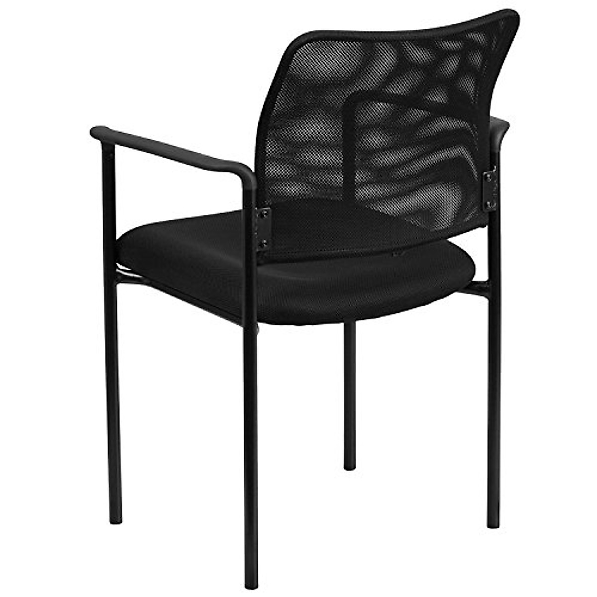 Flash Furniture Jana Comfort Black Mesh Stackable Steel Side Chair with Arms